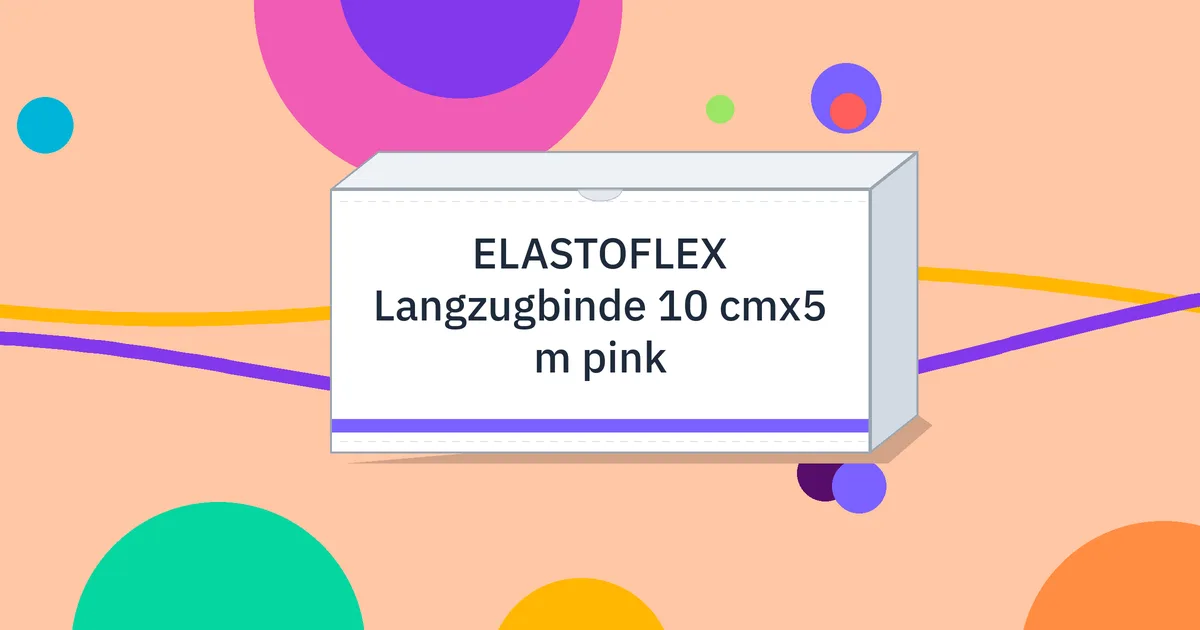 Symbolbild: Packung mit der Aufschrift ELASTOFLEX Langzugbinde 10 cmx5 m pink (PZN 12637174) – Verfügbarkeit und Bezug in Apotheken in Frankfurt am Main