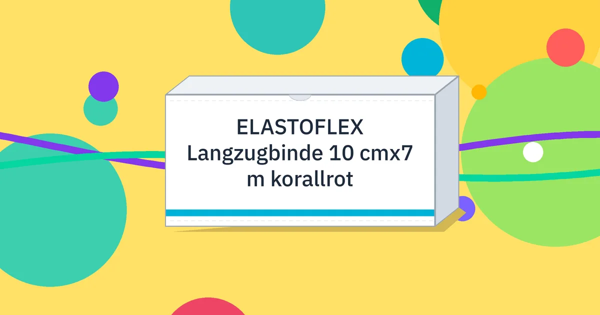 Symbolbild: Packung mit der Aufschrift ELASTOFLEX Langzugbinde 10 cmx7 m korallrot (PZN 17175577) – Verfügbarkeit und Bezug in Apotheken in Frankfurt am Main