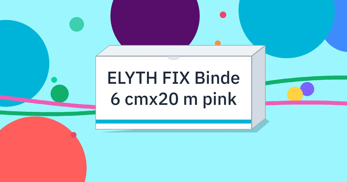 Symbolbild: Packung mit der Aufschrift ELYTH FIX Binde 6 cmx20 m pink (PZN 10537617) – Verfügbarkeit und Bezug in Apotheken in Frankfurt am Main