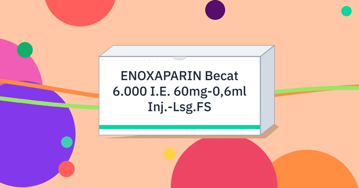 Symbolbild: Packung mit der Aufschrift ENOXAPARIN Becat 6.000 I.E. 60mg-0,6ml Inj.-Lsg.FS (PZN 17976426) – Verfügbarkeit und Bezug in Apotheken in Frankfurt am Main
