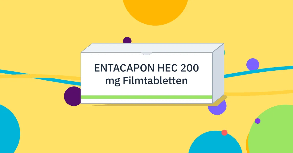 Symbolbild: Packung mit der Aufschrift ENTACAPON HEC 200 mg Filmtabletten (PZN 11119833) – Verfügbarkeit und Bezug in Apotheken in Frankfurt am Main
