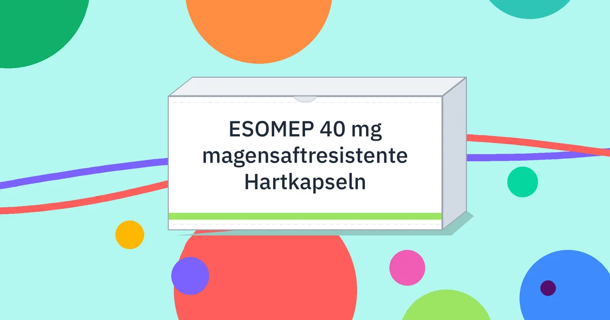 Symbolbild: Packung mit der Aufschrift ESOMEP 40 mg magensaftresistente Hartkapseln (PZN 07511471) – Verfügbarkeit und Bezug in Apotheken in Frankfurt am Main