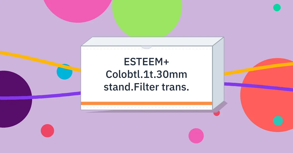 Symbolbild: Packung mit der Aufschrift ESTEEM+ Colobtl.1t.30mm stand.Filter trans. (PZN 06460004) – Verfügbarkeit und Bezug in Apotheken in Frankfurt am Main