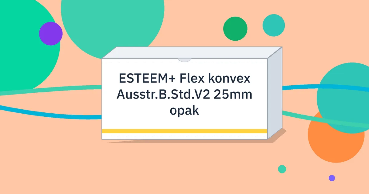 Symbolbild: Packung mit der Aufschrift ESTEEM+ Flex konvex Ausstr.B.Std.V2 25mm opak (PZN 11854403) – Verfügbarkeit und Bezug in Apotheken in Frankfurt am Main