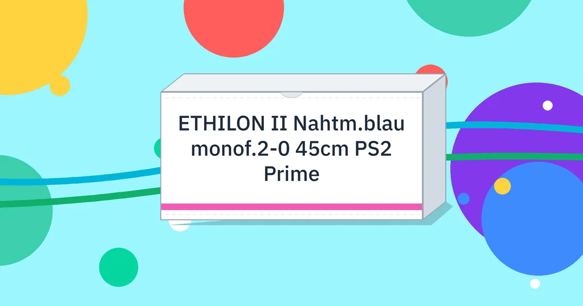 Symbolbild: Packung mit der Aufschrift ETHILON II Nahtm.blau monof.2-0 45cm PS2 Prime (PZN 18793691) – Verfügbarkeit und Bezug in Apotheken in Frankfurt am Main