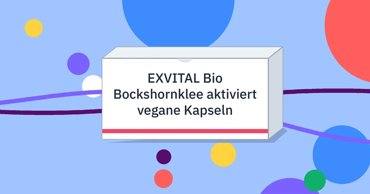 Symbolbild: Packung mit der Aufschrift EXVITAL Bio Bockshornklee aktiviert vegane Kapseln (PZN 18061344) – Verfügbarkeit und Bezug in Apotheken in Frankfurt am Main