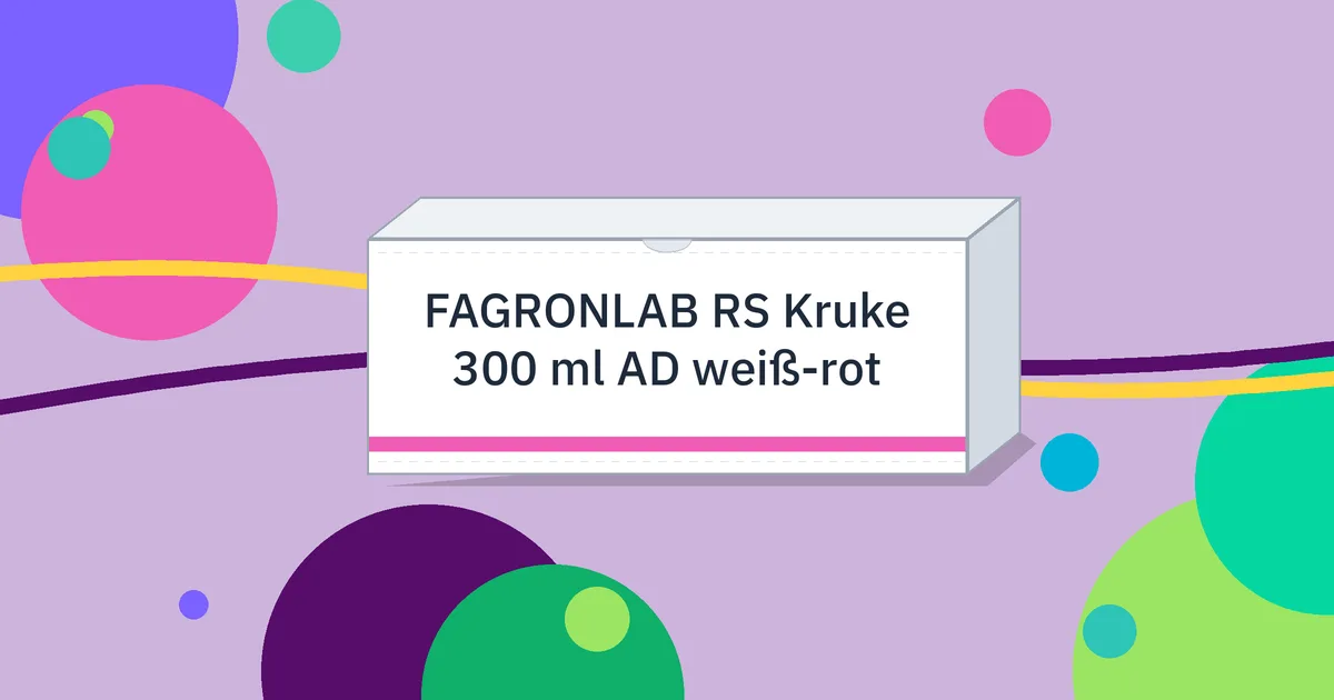 Symbolbild: Packung mit der Aufschrift FAGRONLAB RS Kruke 300 ml AD weiß-rot (PZN 20362260) – Verfügbarkeit und Bezug in Apotheken in Frankfurt am Main