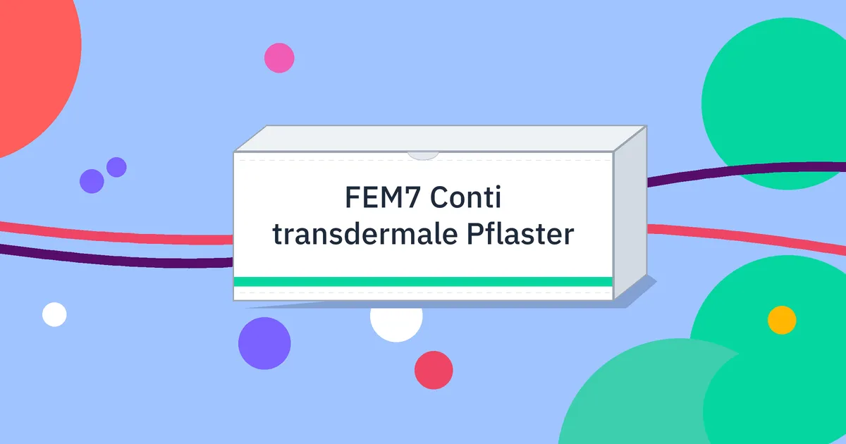 Symbolbild: Packung mit der Aufschrift FEM7 Conti transdermale Pflaster (PZN 04781744) – Verfügbarkeit und Bezug in Apotheken in Frankfurt am Main