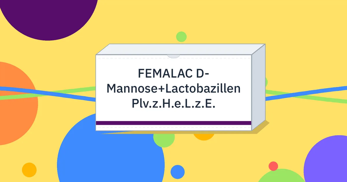 Symbolbild: Packung mit der Aufschrift FEMALAC D-Mannose+Lactobazillen Plv.z.H.e.L.z.E. (PZN 19820852) – Verfügbarkeit und Bezug in Apotheken in Frankfurt am Main