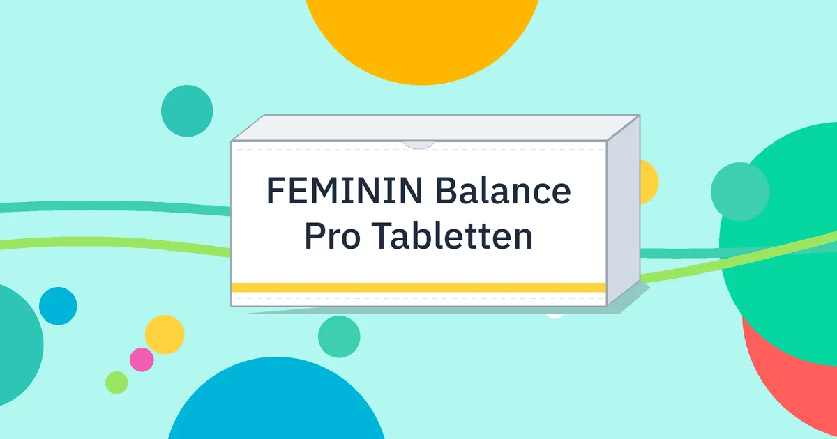 Symbolbild: Packung mit der Aufschrift FEMININ Balance Pro Tabletten (PZN 19054441) – Verfügbarkeit und Bezug in Apotheken in Frankfurt am Main