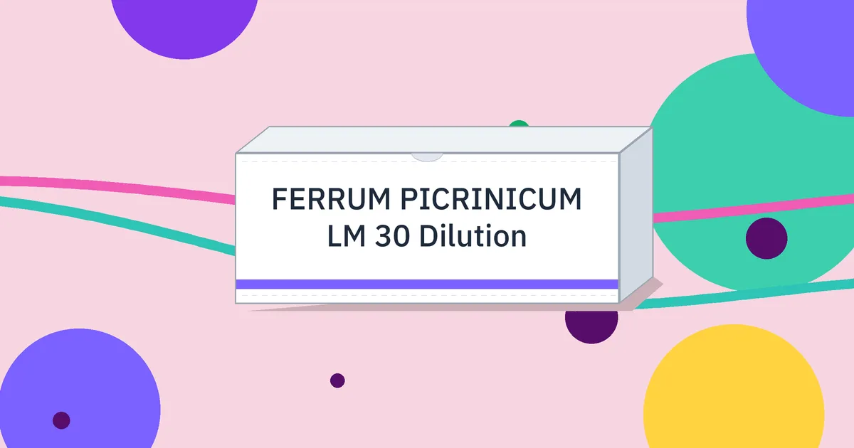 Symbolbild: Packung mit der Aufschrift FERRUM PICRINICUM LM 30 Dilution (PZN 12852760) – Verfügbarkeit und Bezug in Apotheken in Frankfurt am Main