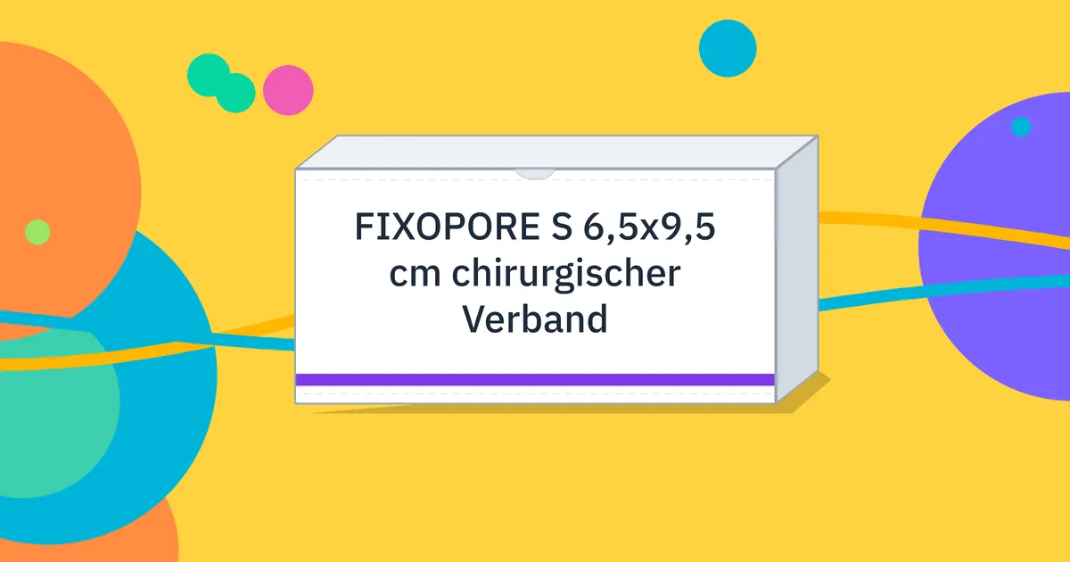 Symbolbild: Packung mit der Aufschrift FIXOPORE S 6,5x9,5 cm chirurgischer Verband (PZN 20523935) – Verfügbarkeit und Bezug in Apotheken in Frankfurt am Main