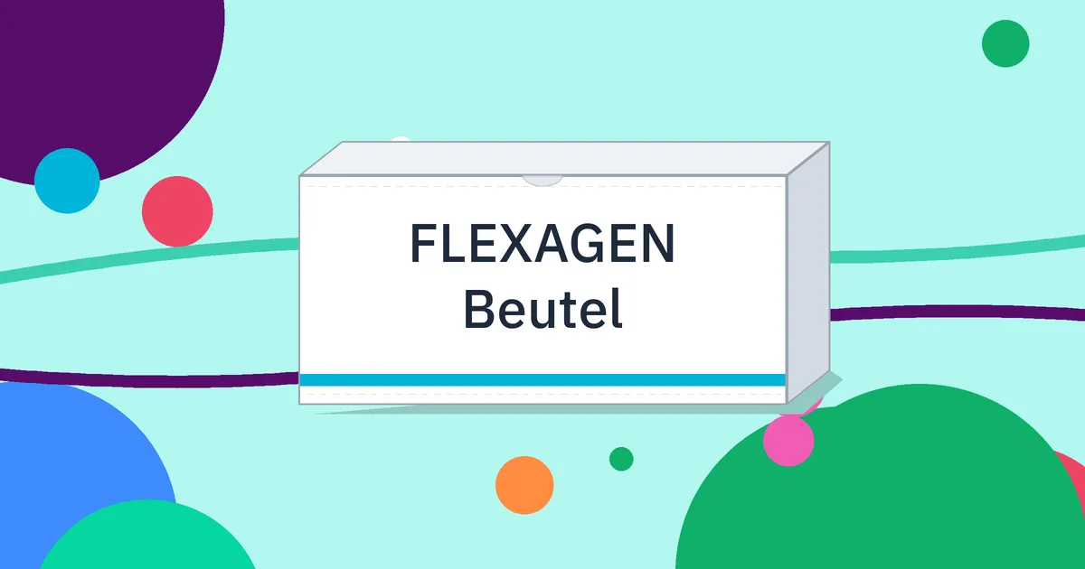 Symbolbild: Packung mit der Aufschrift FLEXAGEN Beutel (PZN 09708083) – Verfügbarkeit und Bezug in Apotheken in Frankfurt am Main
