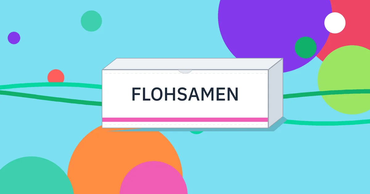 Symbolbild: Packung mit der Aufschrift FLOHSAMEN (PZN 03900632) – Verfügbarkeit und Bezug in Apotheken in Frankfurt am Main