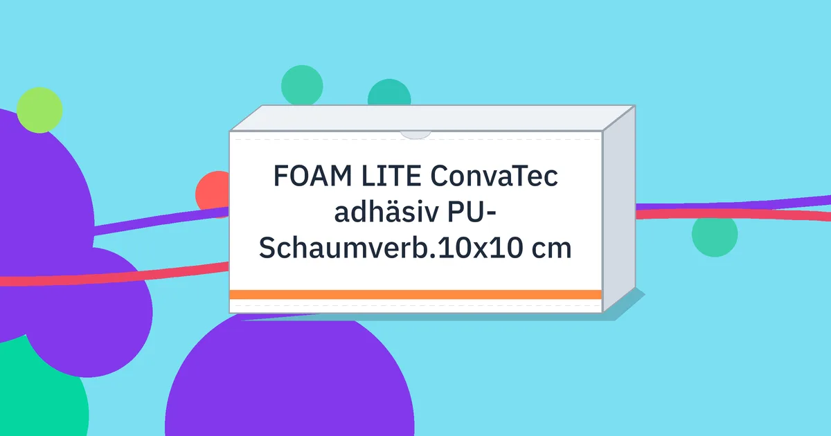 Symbolbild: Packung mit der Aufschrift FOAM LITE ConvaTec adhäsiv PU-Schaumverb.10x10 cm (PZN 12358959) – Verfügbarkeit und Bezug in Apotheken in Frankfurt am Main