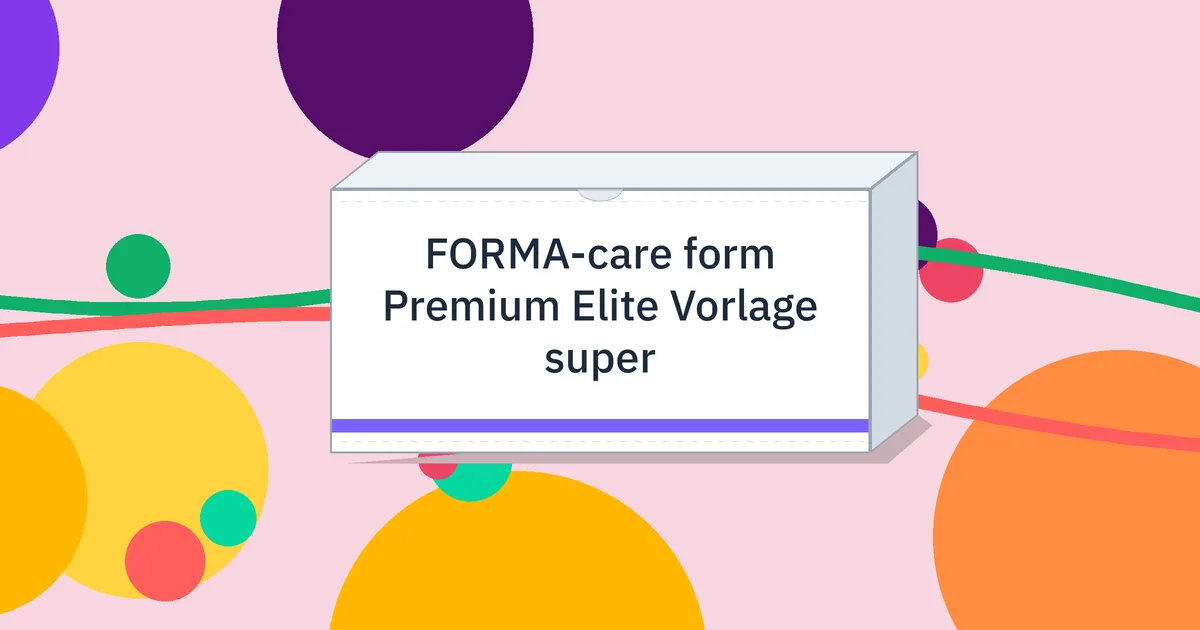Symbolbild: Packung mit der Aufschrift FORMA-care form Premium Elite Vorlage super (PZN 18498472) – Verfügbarkeit und Bezug in Apotheken in Frankfurt am Main