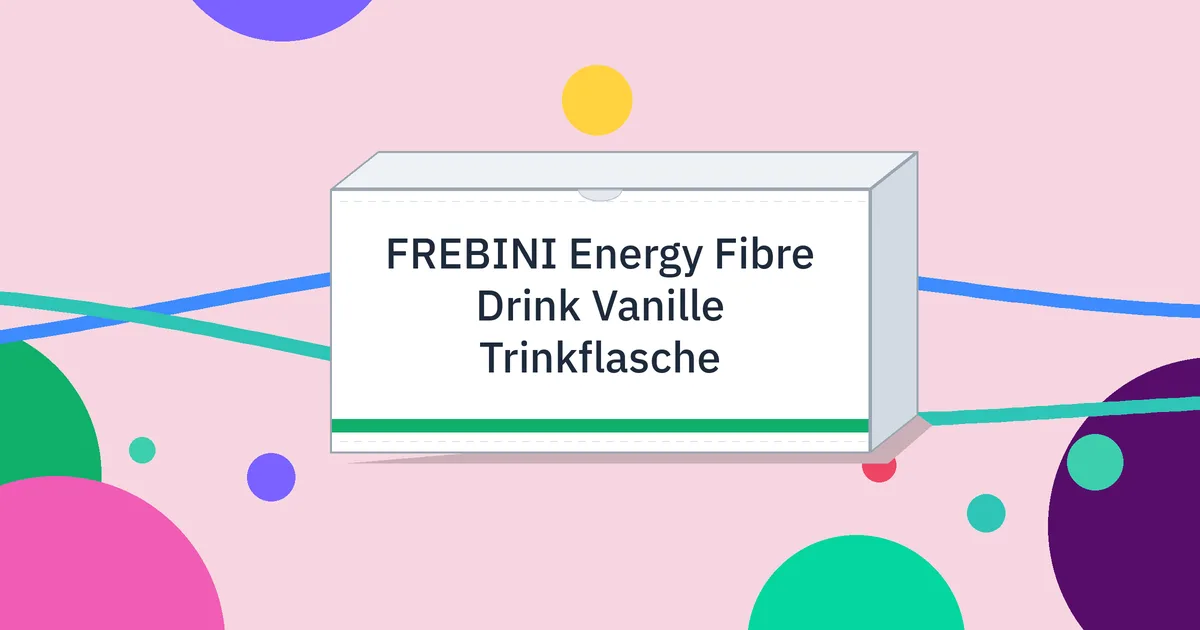 Symbolbild: Packung mit der Aufschrift FREBINI Energy Fibre Drink Vanille Trinkflasche (PZN 00065494) – Verfügbarkeit und Bezug in Apotheken in Frankfurt am Main