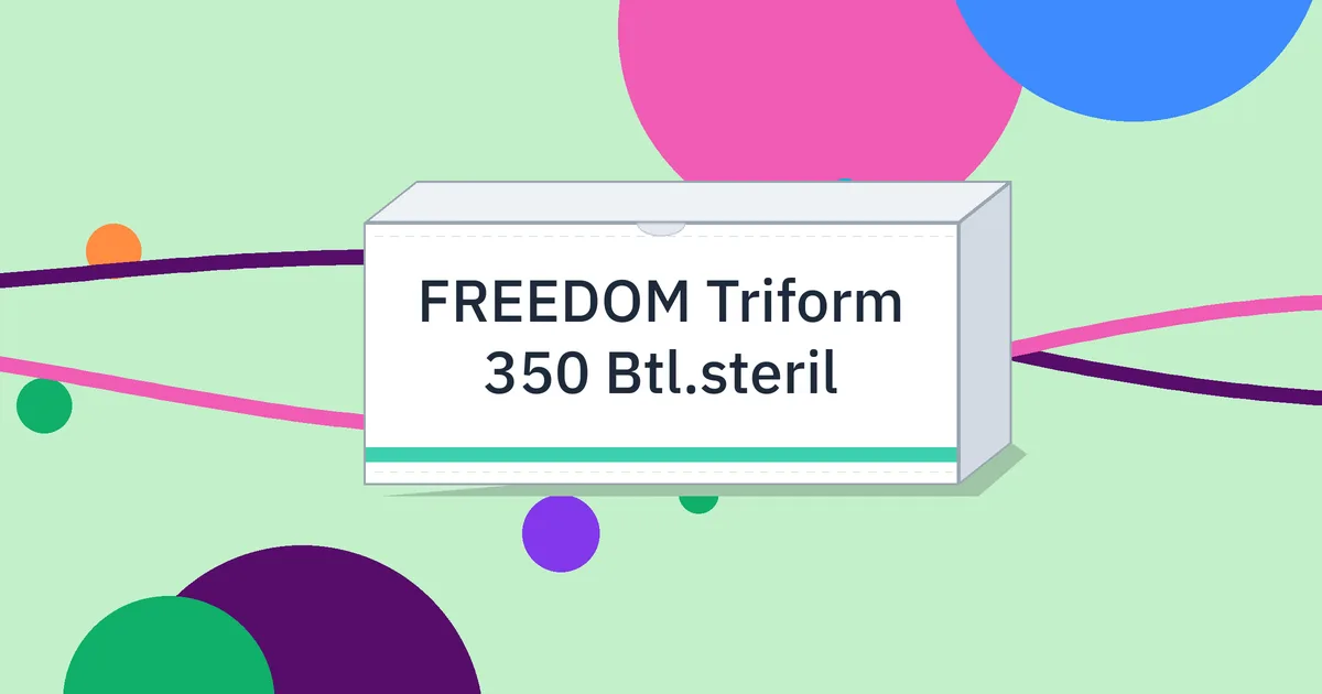 Symbolbild: Packung mit der Aufschrift FREEDOM Triform 350 Btl.steril (PZN 03933637) – Verfügbarkeit und Bezug in Apotheken in Frankfurt am Main