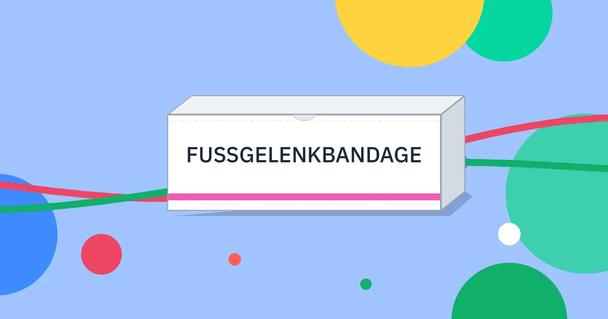 Symbolbild: Packung mit der Aufschrift FUSSGELENKBANDAGE (PZN 11147829) – Verfügbarkeit und Bezug in Apotheken in Frankfurt am Main