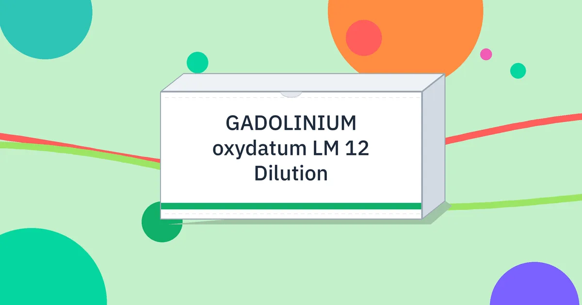 Symbolbild: Packung mit der Aufschrift GADOLINIUM oxydatum LM 12 Dilution (PZN 13494340) – Verfügbarkeit und Bezug in Apotheken in Frankfurt am Main