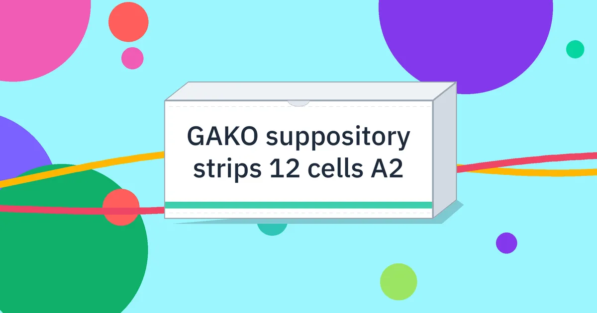 Symbolbild: Packung mit der Aufschrift GAKO suppository strips 12 cells A2 (PZN 18295823) – Verfügbarkeit und Bezug in Apotheken in Frankfurt am Main