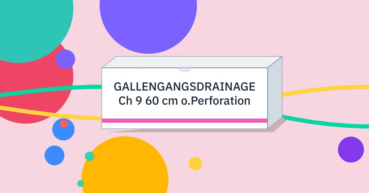 Symbolbild: Packung mit der Aufschrift GALLENGANGSDRAINAGE Ch 9 60 cm o.Perforation (PZN 17489689) – Verfügbarkeit und Bezug in Apotheken in Frankfurt am Main