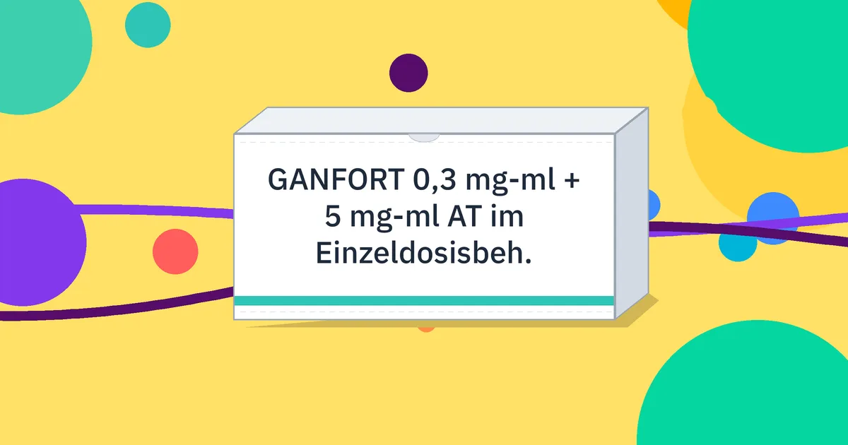 Symbolbild: Packung mit der Aufschrift GANFORT 0,3 mg-ml + 5 mg-ml AT im Einzeldosisbeh. (PZN 09234998) – Verfügbarkeit und Bezug in Apotheken in Frankfurt am Main