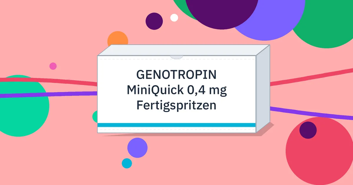 Symbolbild: Packung mit der Aufschrift GENOTROPIN MiniQuick 0,4 mg Fertigspritzen (PZN 17572516) – Verfügbarkeit und Bezug in Apotheken in Frankfurt am Main