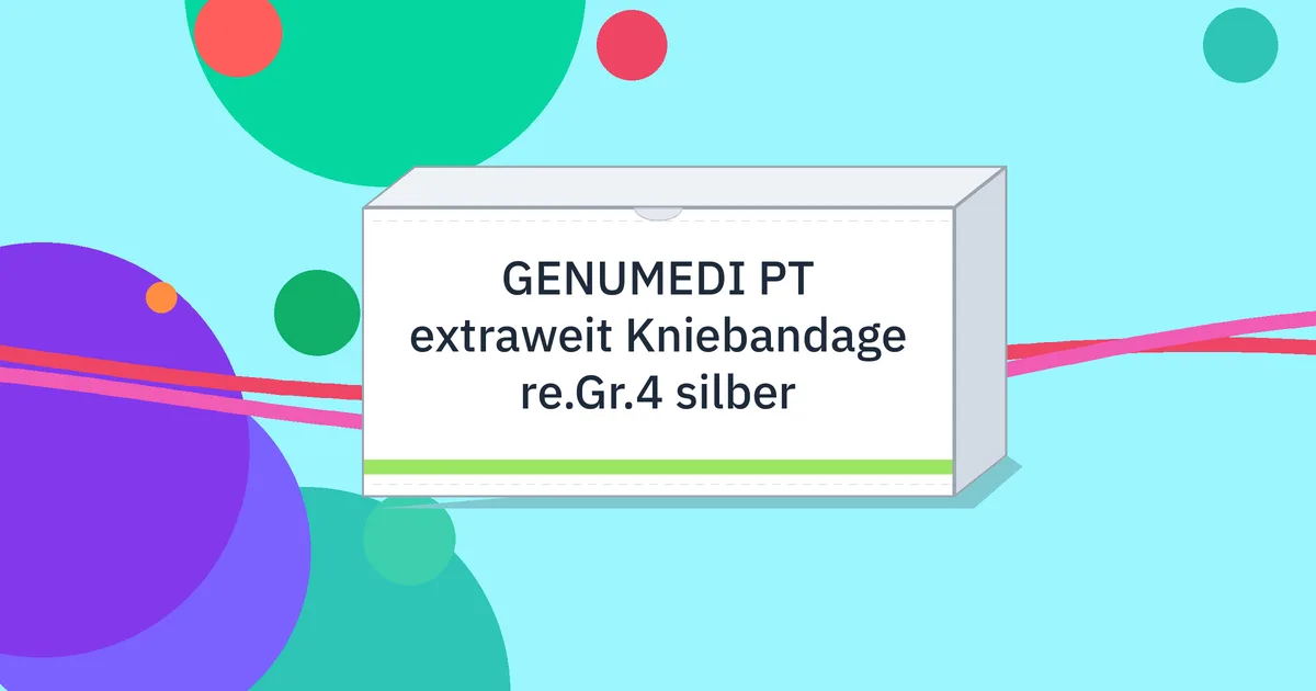 Symbolbild: Packung mit der Aufschrift GENUMEDI PT extraweit Kniebandage re.Gr.4 silber (PZN 15314135) – Verfügbarkeit und Bezug in Apotheken in Frankfurt am Main