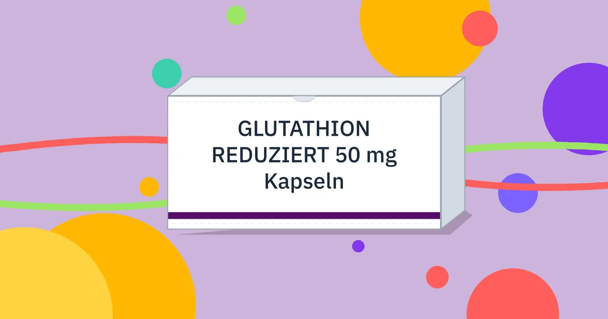 Symbolbild: Packung mit der Aufschrift GLUTATHION REDUZIERT 50 mg Kapseln (PZN 01551297) – Verfügbarkeit und Bezug in Apotheken in Frankfurt am Main