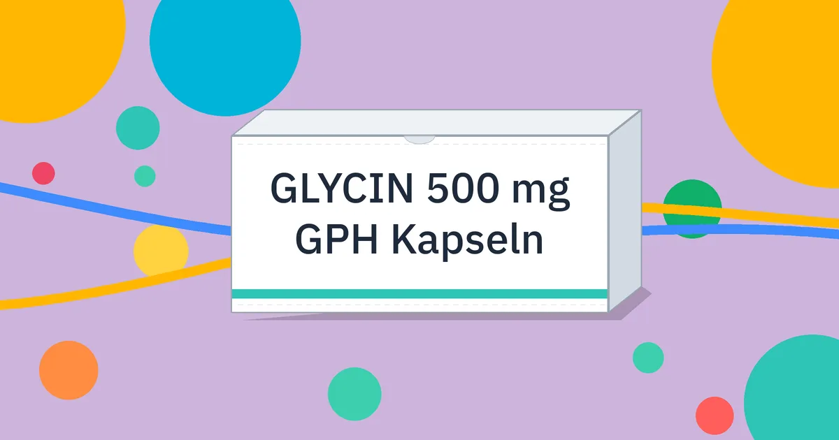 Symbolbild: Packung mit der Aufschrift GLYCIN 500 mg GPH Kapseln (PZN 07766840) – Verfügbarkeit und Bezug in Apotheken in Frankfurt am Main