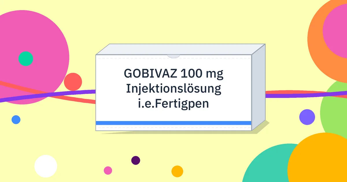 Symbolbild: Packung mit der Aufschrift GOBIVAZ 100 mg Injektionslösung i.e.Fertigpen (PZN 19965332) – Verfügbarkeit und Bezug in Apotheken in Frankfurt am Main