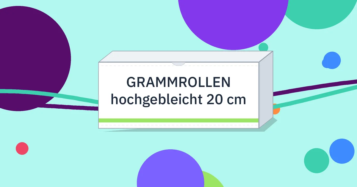Symbolbild: Packung mit der Aufschrift GRAMMROLLEN hochgebleicht 20 cm (PZN 10066721) – Verfügbarkeit und Bezug in Apotheken in Frankfurt am Main