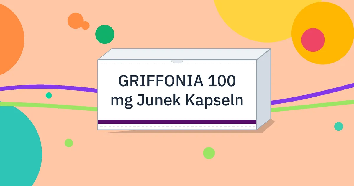 Symbolbild: Packung mit der Aufschrift GRIFFONIA 100 mg Junek Kapseln (PZN 13358832) – Verfügbarkeit und Bezug in Apotheken in Frankfurt am Main