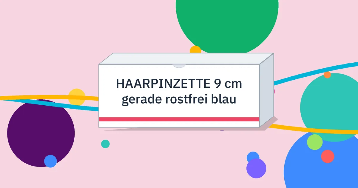 Symbolbild: Packung mit der Aufschrift HAARPINZETTE 9 cm gerade rostfrei blau (PZN 17287402) – Verfügbarkeit und Bezug in Apotheken in Frankfurt am Main