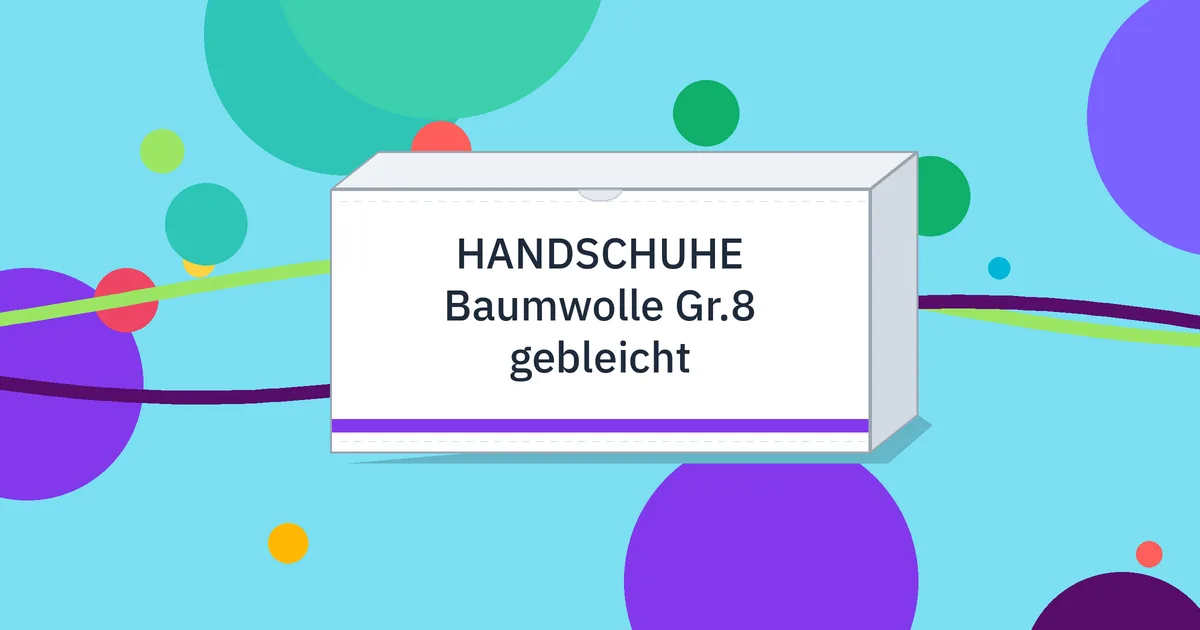 Symbolbild: Packung mit der Aufschrift HANDSCHUHE Baumwolle Gr.8 gebleicht (PZN 01468900) – Verfügbarkeit und Bezug in Apotheken in Frankfurt am Main