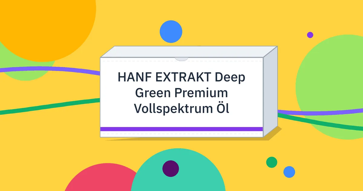 Symbolbild: Packung mit der Aufschrift HANF EXTRAKT Deep Green Premium Vollspektrum Öl (PZN 16910365) – Verfügbarkeit und Bezug in Apotheken in Frankfurt am Main