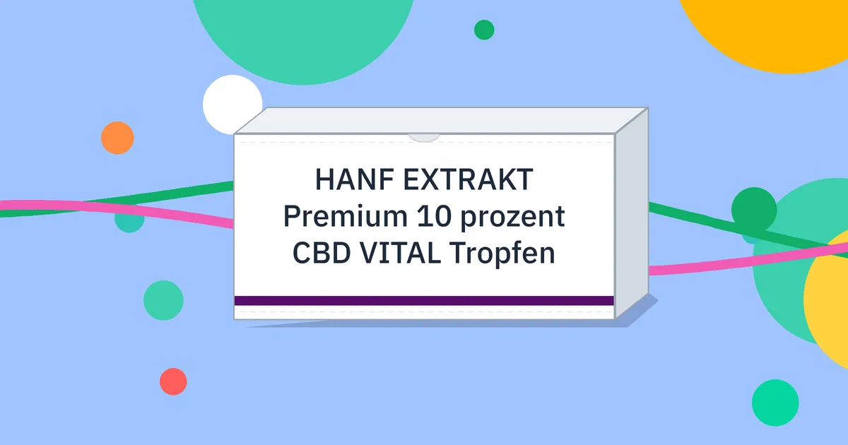 Symbolbild: Packung mit der Aufschrift HANF EXTRAKT Premium 10 prozent CBD VITAL Tropfen (PZN 16675740) – Verfügbarkeit und Bezug in Apotheken in Frankfurt am Main