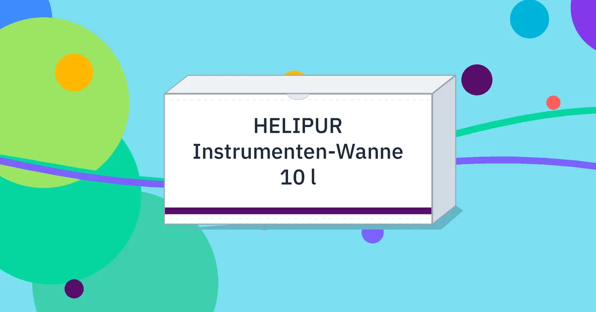 Symbolbild: Packung mit der Aufschrift HELIPUR Instrumenten-Wanne 10 l (PZN 03393997) – Verfügbarkeit und Bezug in Apotheken in Frankfurt am Main