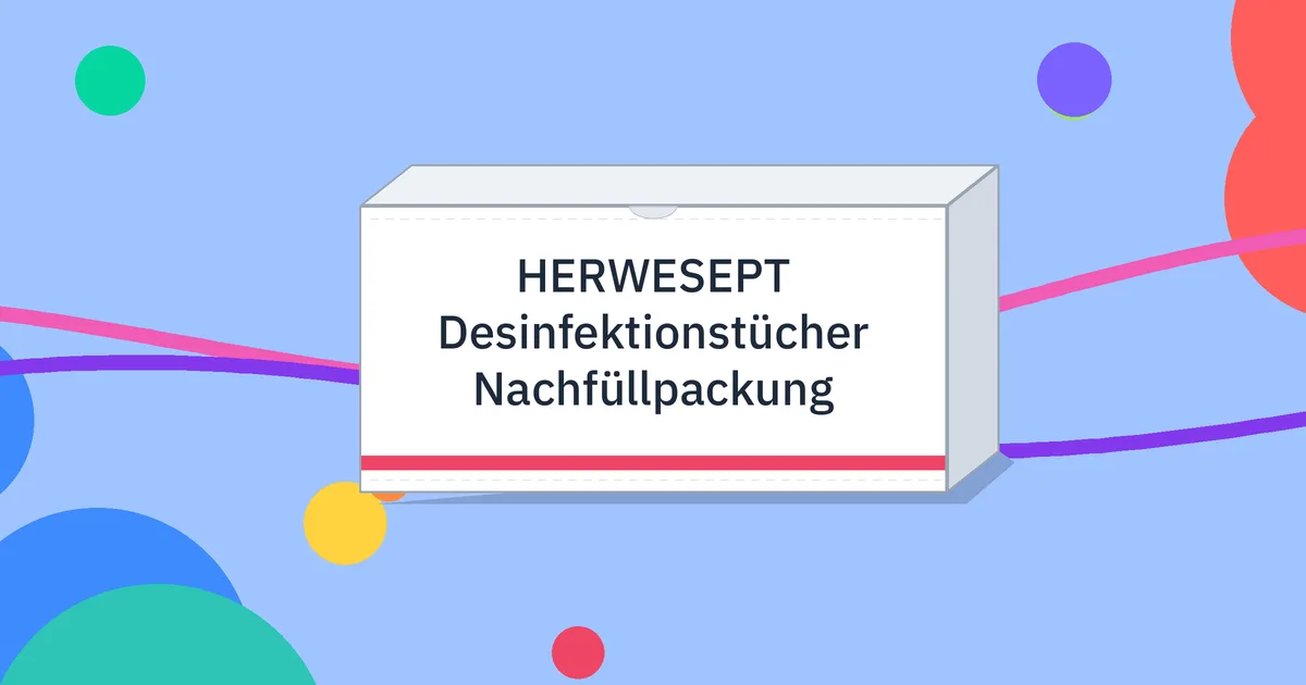 Symbolbild: Packung mit der Aufschrift HERWESEPT Desinfektionstücher Nachfüllpackung (PZN 13353444) – Verfügbarkeit und Bezug in Apotheken in Frankfurt am Main