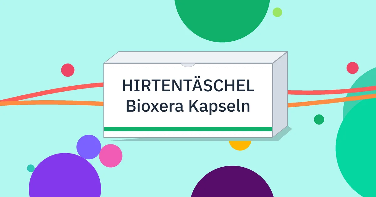 Symbolbild: Packung mit der Aufschrift HIRTENTÄSCHEL Bioxera Kapseln (PZN 08807908) – Verfügbarkeit und Bezug in Apotheken in Frankfurt am Main