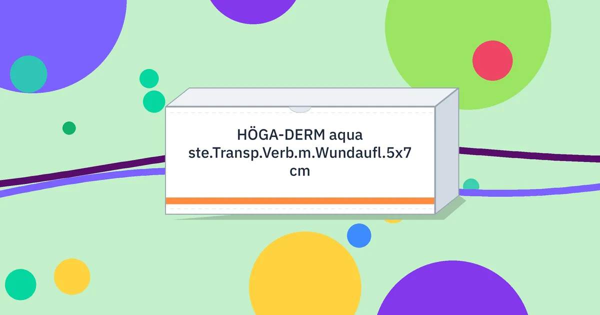 Symbolbild: Packung mit der Aufschrift HÖGA-DERM aqua ste.Transp.Verb.m.Wundaufl.5x7 cm (PZN 03686989) – Verfügbarkeit und Bezug in Apotheken in Frankfurt am Main