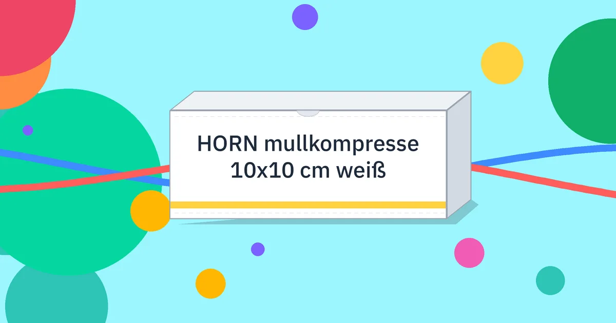 Symbolbild: Packung mit der Aufschrift HORN mullkompresse 10x10 cm weiß (PZN 04664694) – Verfügbarkeit und Bezug in Apotheken in Frankfurt am Main