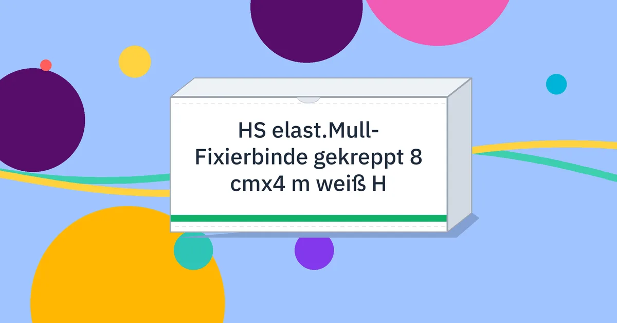 Symbolbild: Packung mit der Aufschrift HS elast.Mull-Fixierbinde gekreppt 8 cmx4 m weiß H (PZN 09741732) – Verfügbarkeit und Bezug in Apotheken in Frankfurt am Main