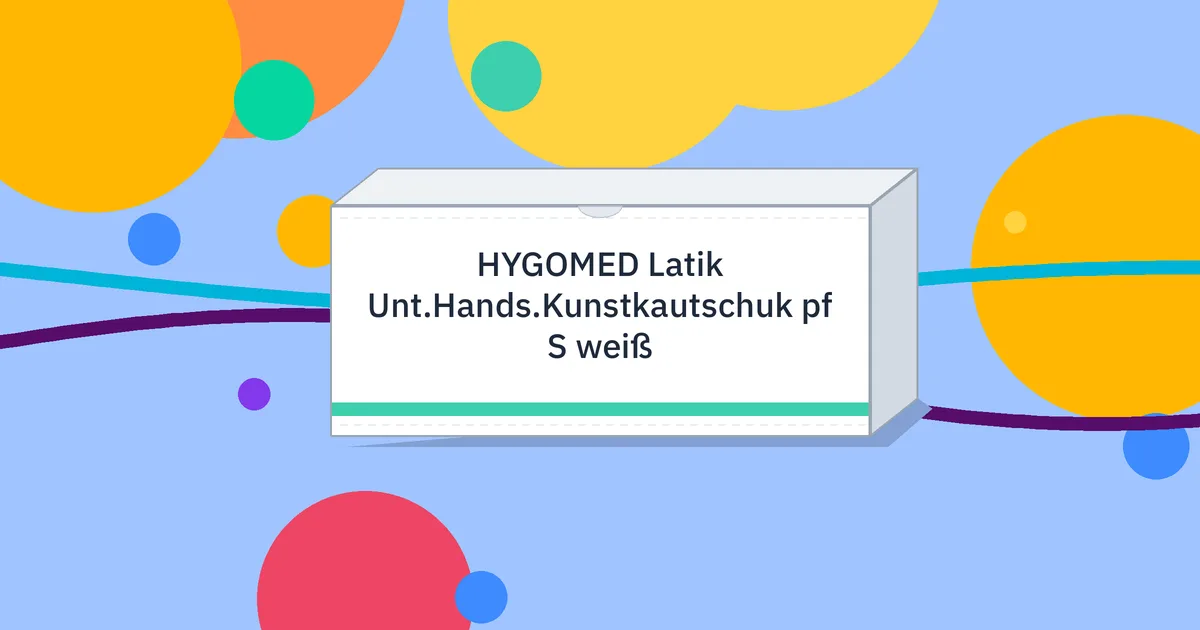 Symbolbild: Packung mit der Aufschrift HYGOMED Latik Unt.Hands.Kunstkautschuk pf S weiß (PZN 20772696) – Verfügbarkeit und Bezug in Apotheken in Frankfurt am Main