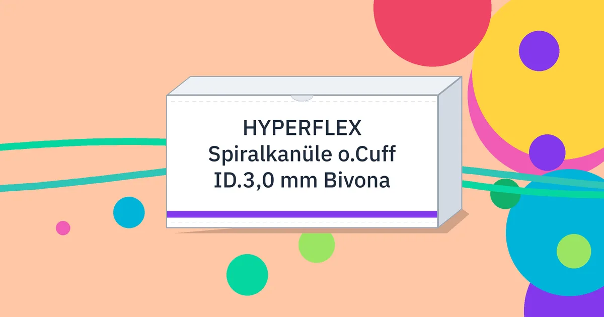 Symbolbild: Packung mit der Aufschrift HYPERFLEX Spiralkanüle o.Cuff ID.3,0 mm Bivona (PZN 02253923) – Verfügbarkeit und Bezug in Apotheken in Frankfurt am Main