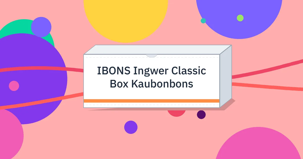 Symbolbild: Packung mit der Aufschrift IBONS Ingwer Classic Box Kaubonbons (PZN 16884515) – Verfügbarkeit und Bezug in Apotheken in Frankfurt am Main