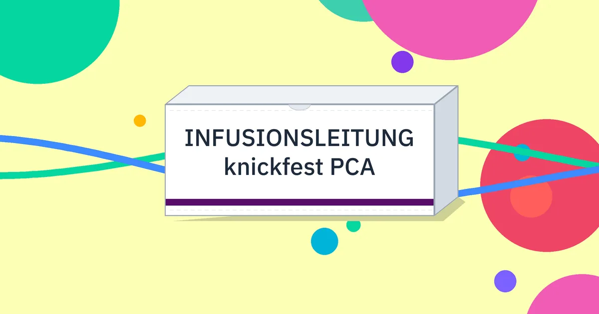 Symbolbild: Packung mit der Aufschrift INFUSIONSLEITUNG knickfest PCA (PZN 00222835) – Verfügbarkeit und Bezug in Apotheken in Frankfurt am Main