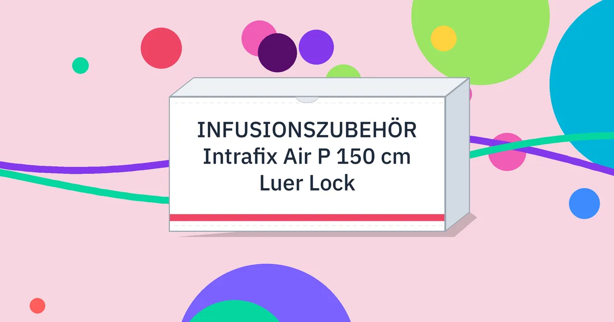 Symbolbild: Packung mit der Aufschrift INFUSIONSZUBEHÖR Intrafix Air P 150 cm Luer Lock (PZN 09335564) – Verfügbarkeit und Bezug in Apotheken in Frankfurt am Main