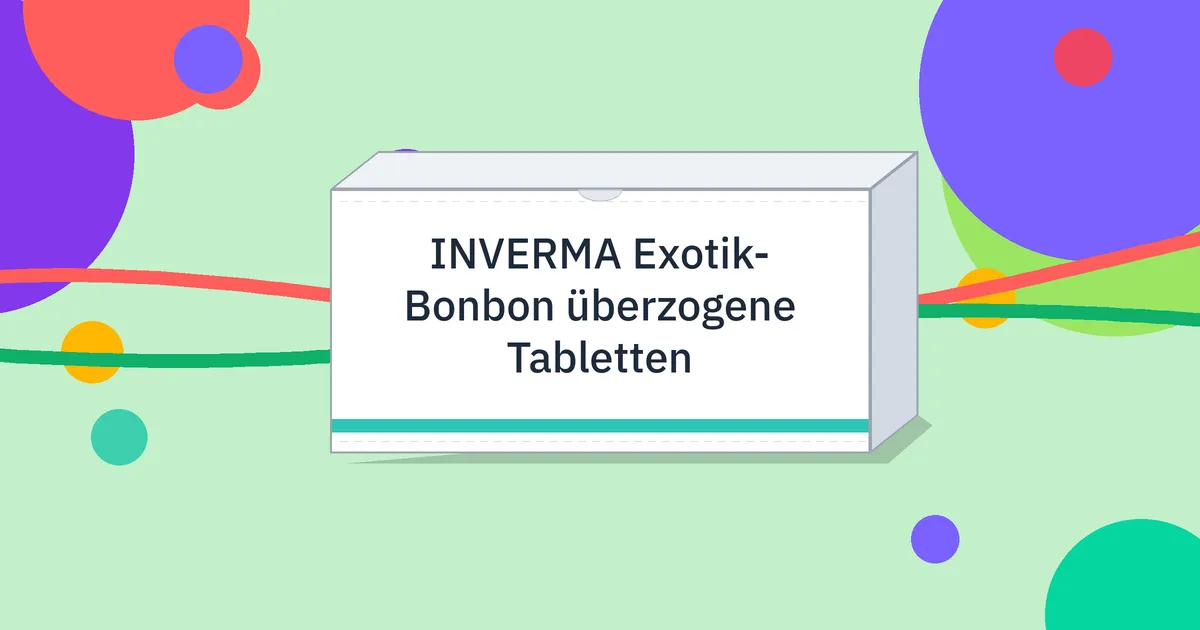 Symbolbild: Packung mit der Aufschrift INVERMA Exotik-Bonbon überzogene Tabletten (PZN 13978612) – Verfügbarkeit und Bezug in Apotheken in Frankfurt am Main
